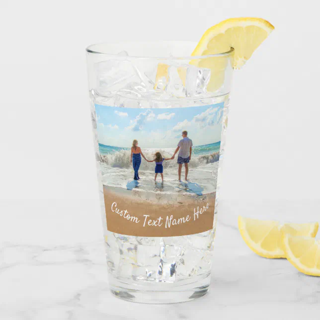 Personalized Custom Photo and Text Name Glass | Zazzle