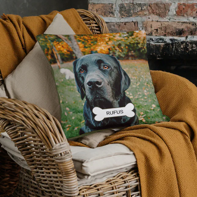 Personalized Custom Photo And Text Pet Dog Throw Pillow | Zazzle