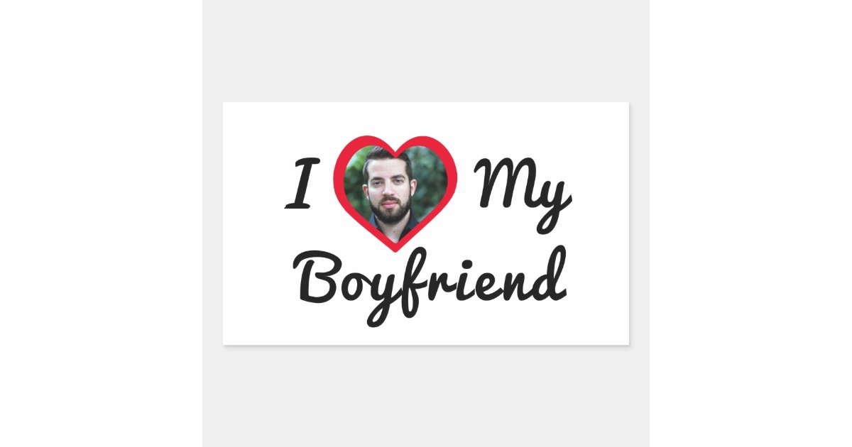 Personalized Custom Photo I Love My Boyfriend Rectangular Sticker | Zazzle