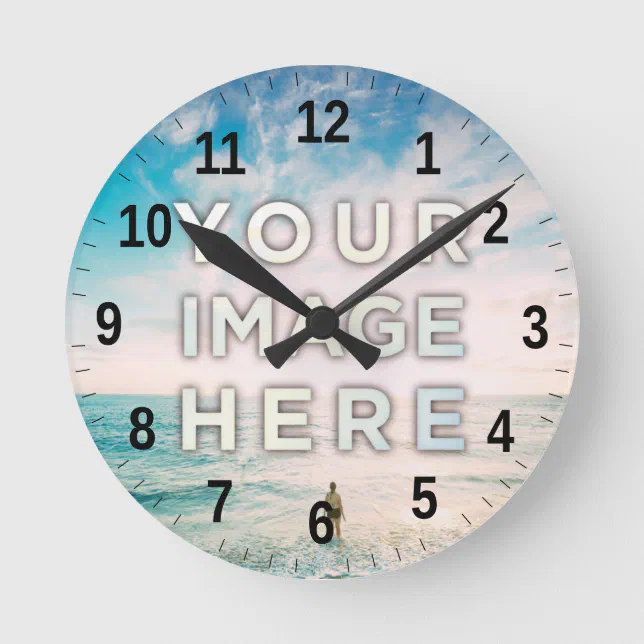 Personalized Custom Photo Round Clock | Zazzle