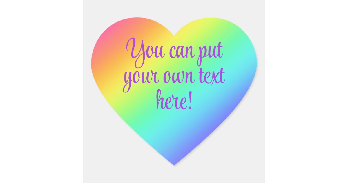 Personalized Custom Rainbow Heart Stickers | Zazzle
