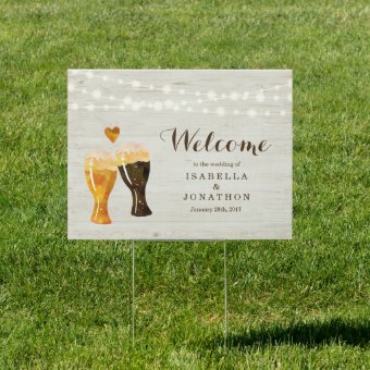 Personalized Custom Rustic Beer Wedding Welcome Sign | Zazzle