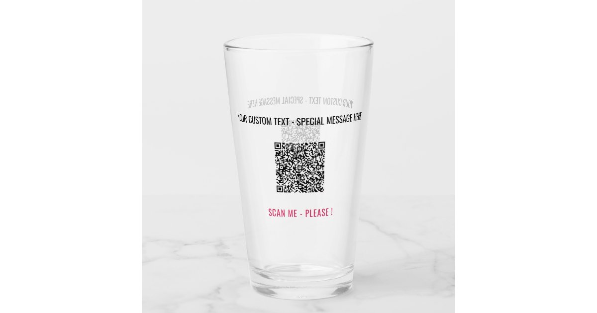 Personalized Custom Text and QR Code Glass | Zazzle
