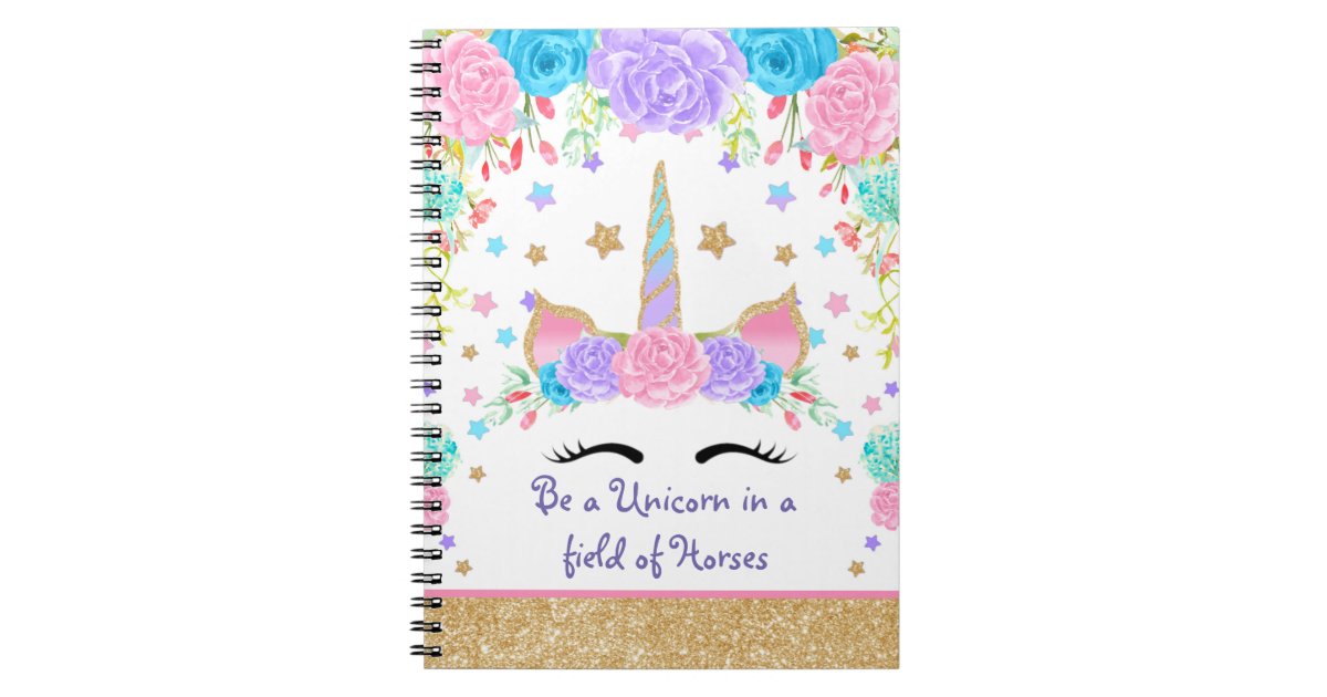 Personalized Custom Watercolor Floral Unicorn Notebook | Zazzle