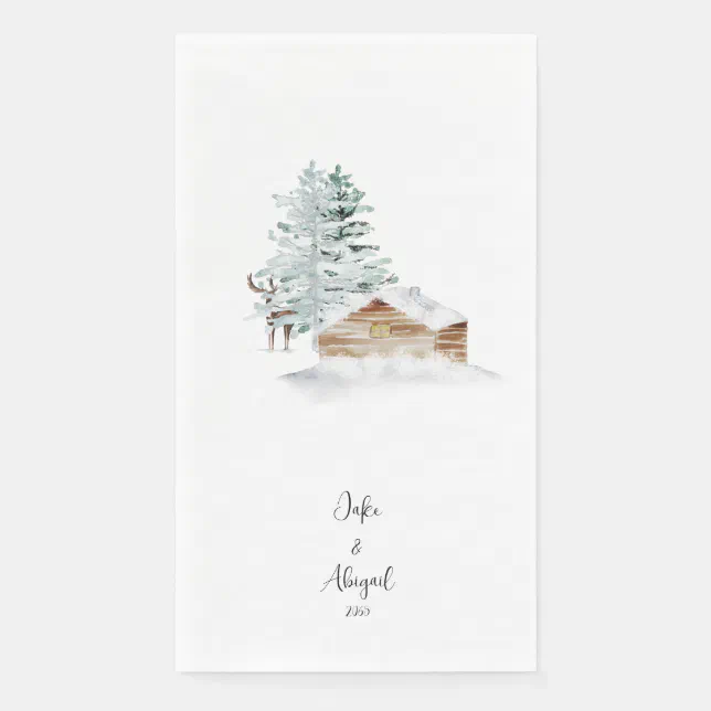Personalized Custom Woodland Christmas Paper Guest Towels | Zazzle