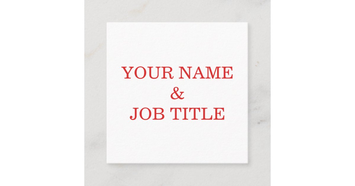 Personalized Custom Your Own Text Square Business Card | Zazzle