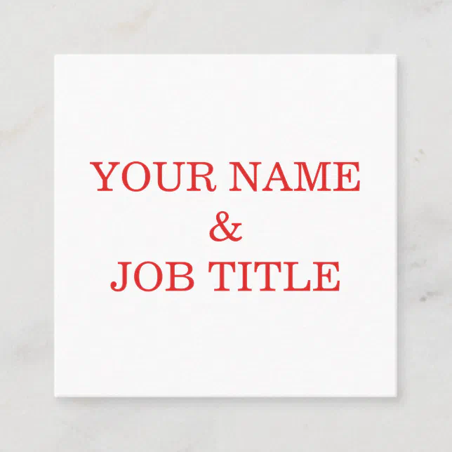 Personalized Custom Your Own Text Square Business Card | Zazzle