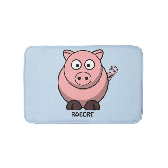 Personalized customized Animal Pig Blue Bathroom Mat | Zazzle.com