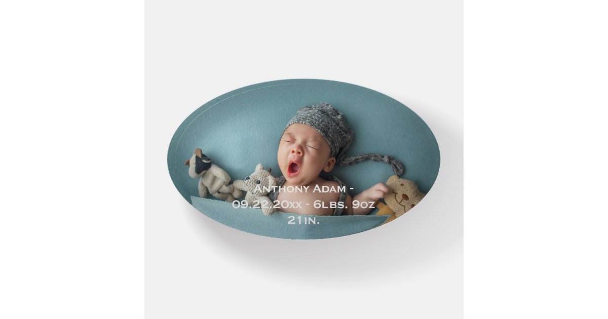 Personalized Customized Photo Oval Shaped Birth Pa Paperweight | Zazzle