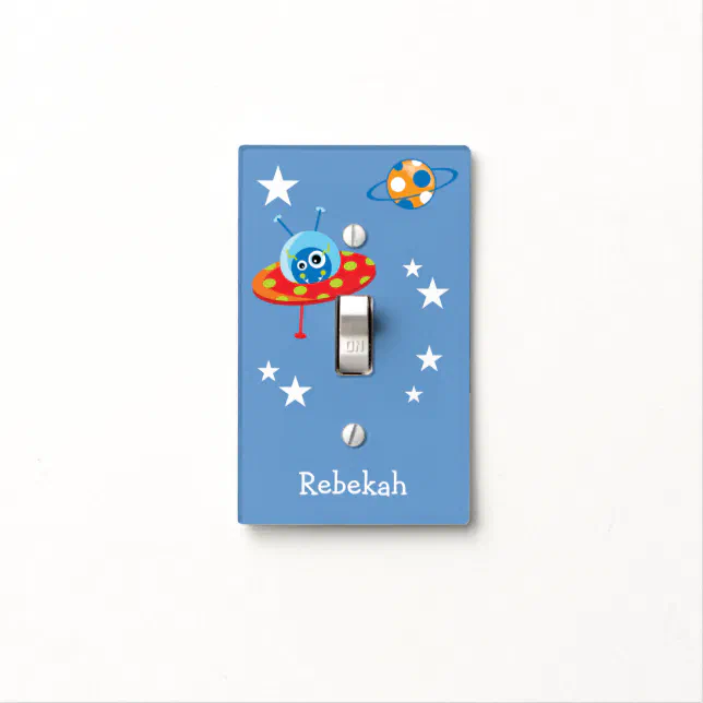 Personalized Cute Alien Spaceship Light Switch Cover | Zazzle