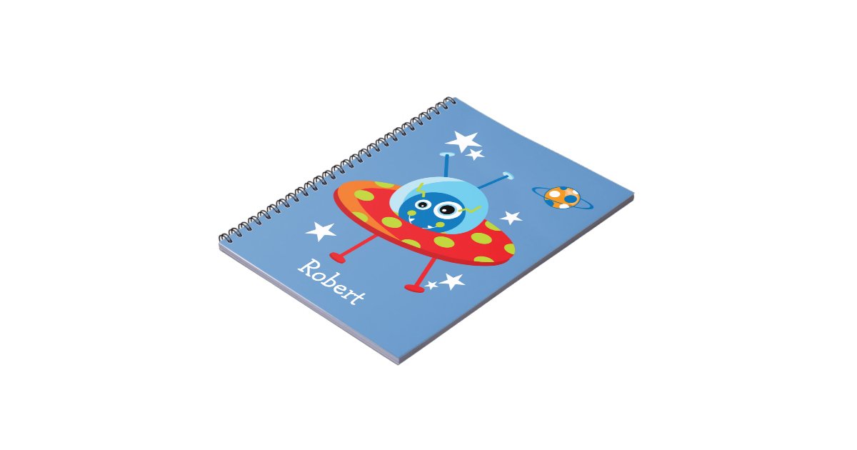 Personalized Cute Alien Spaceship Notebook | Zazzle
