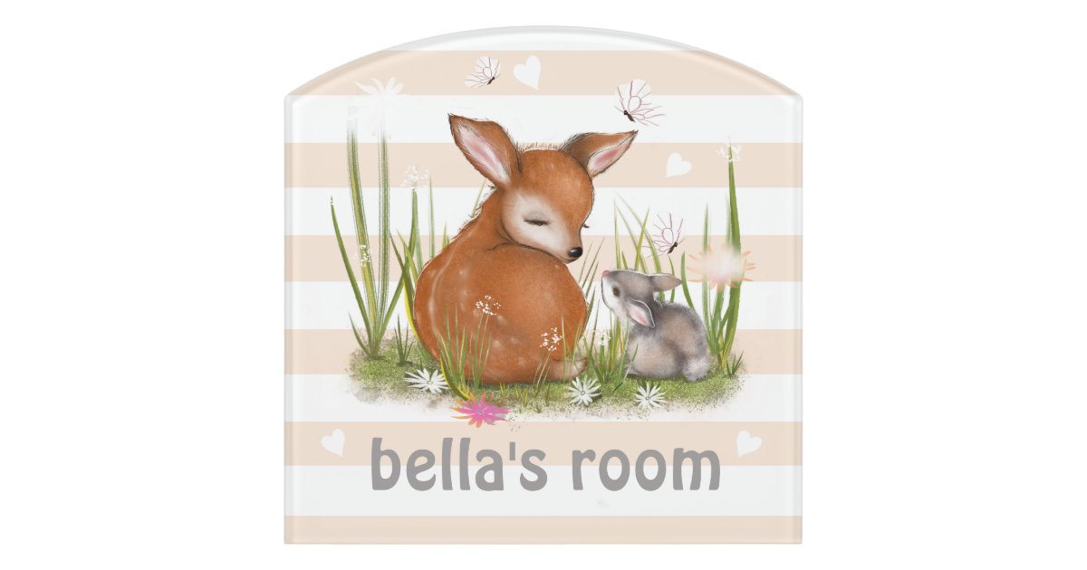 Personalized Cute Animals Kids Room Sign Beige | Zazzle