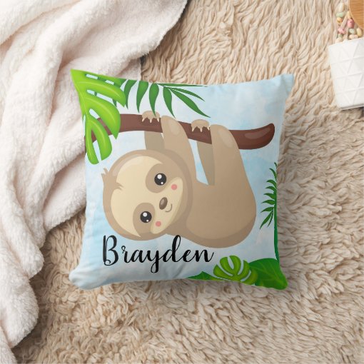 Personalized Cute Baby Sloth Pillow #1 | Zazzle