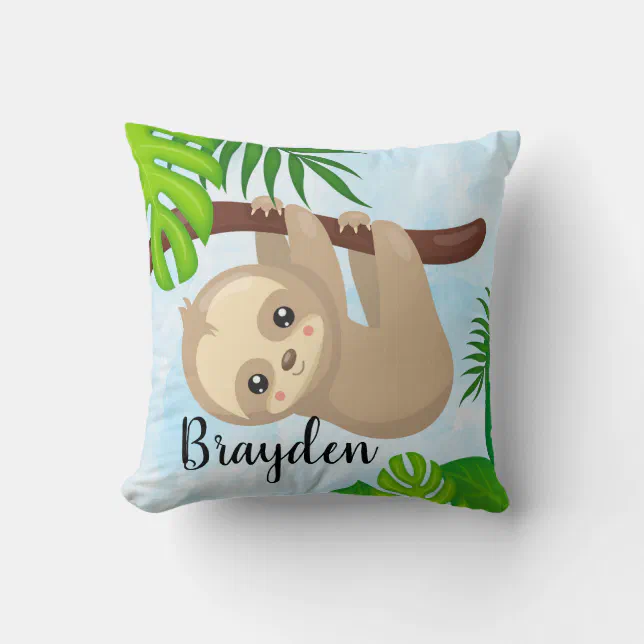Personalized Cute Baby Sloth Pillow #1 | Zazzle