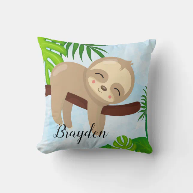Personalized Cute Baby Sloth Pillow #3 | Zazzle