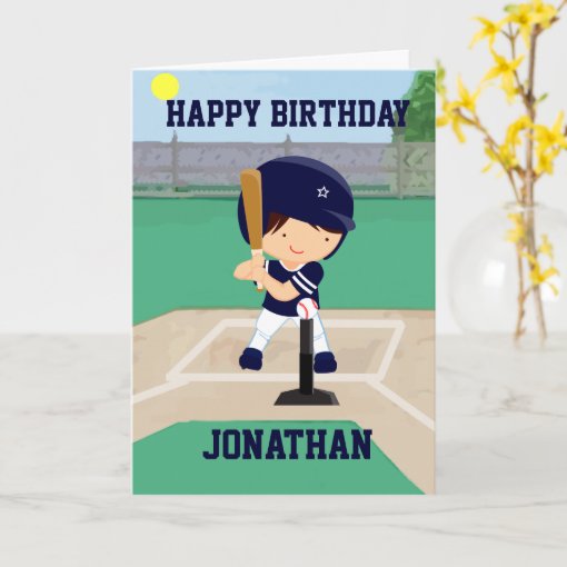 Personalized Cute Baseball cartoon player Card | Zazzle