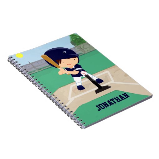 Personalized Cute Baseball cartoon player Notebook | Zazzle
