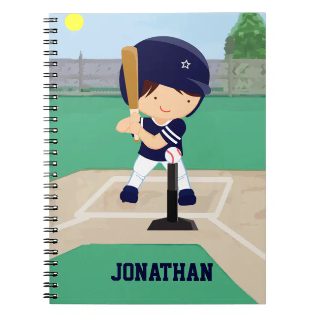 Personalized Cute Baseball cartoon player Notebook | Zazzle