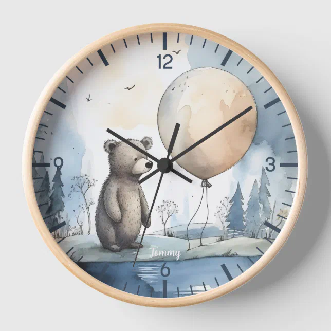 Personalized Cute Bear clock | Zazzle