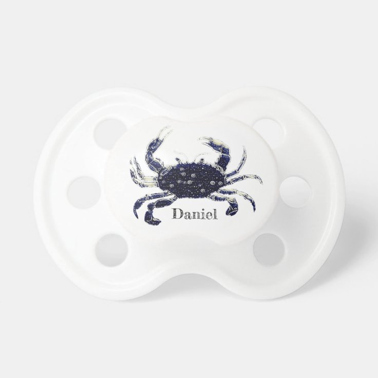 Personalized Cute Blue Crab Nautical Baby Pacifier | Zazzle