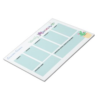 Personalized cute blue Weekly Planner Notepad | Zazzle