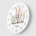 Personalized Cute Bunny Large Clock | Zazzle