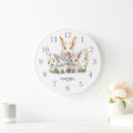 Personalized Cute Bunny Large Clock | Zazzle
