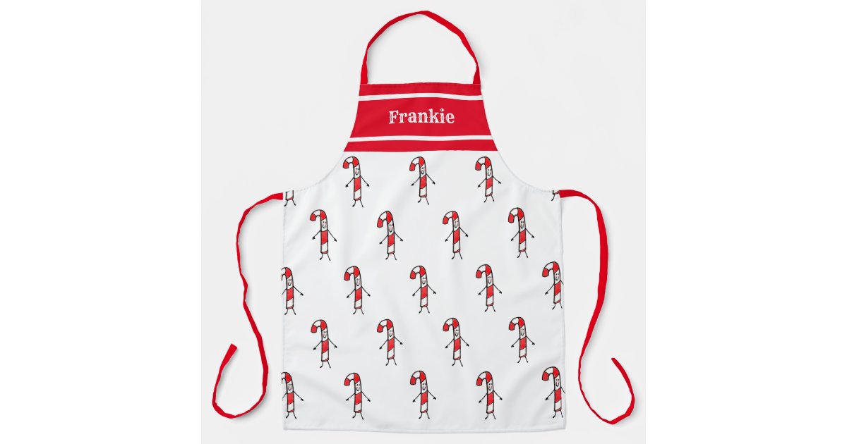 Personalized Cute Candy Cane Apron | Zazzle