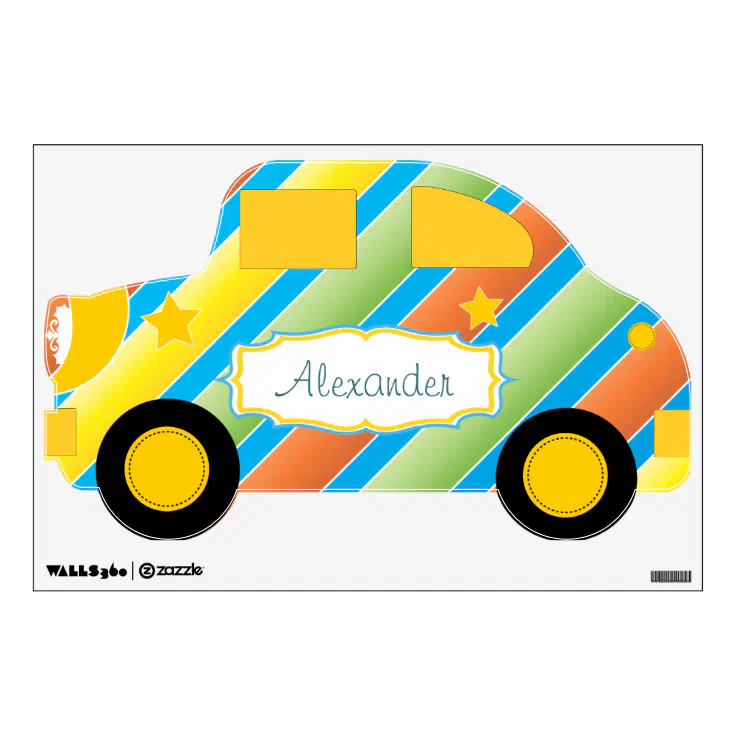 Personalized Cute Car Baby Boy Toddler Wall Decal | Zazzle