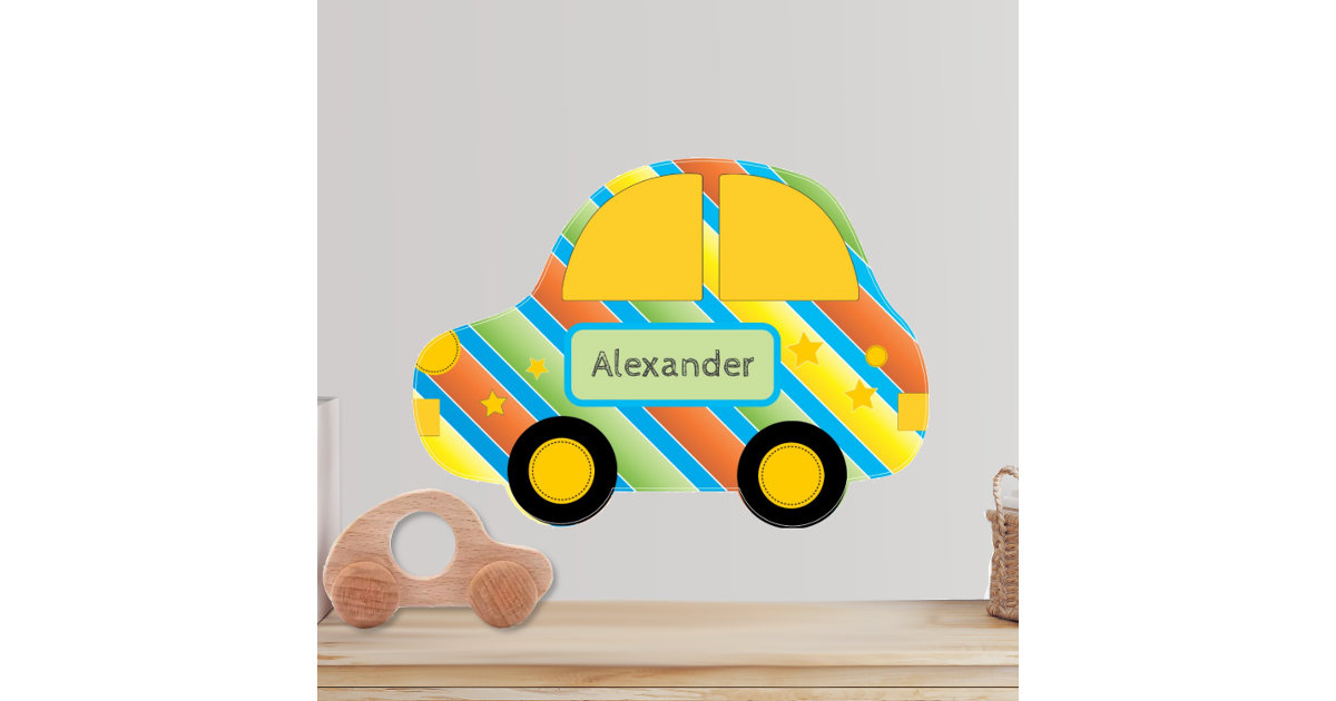 Personalized Cute Car Baby Boy Toddler Wall Decal | Zazzle