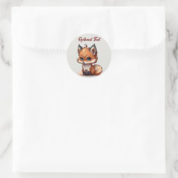 Personalized Cute Cartoon Fox Classic Round Sticker | Zazzle