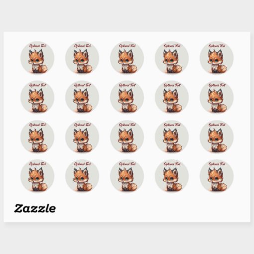 Personalized Cute Cartoon Fox Classic Round Sticker | Zazzle