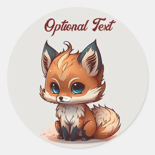 Personalized Cute Cartoon Fox Classic Round Sticker | Zazzle
