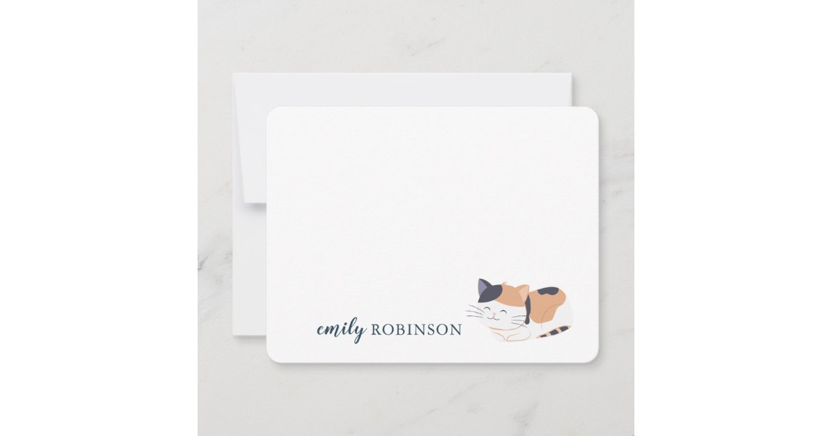 Personalized Cute Cat Note Card | Zazzle