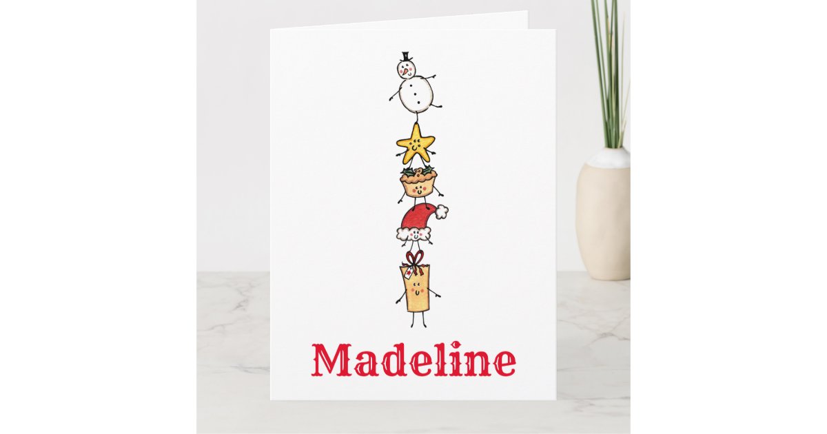 Personalized Cute Christmas Characters Card | Zazzle