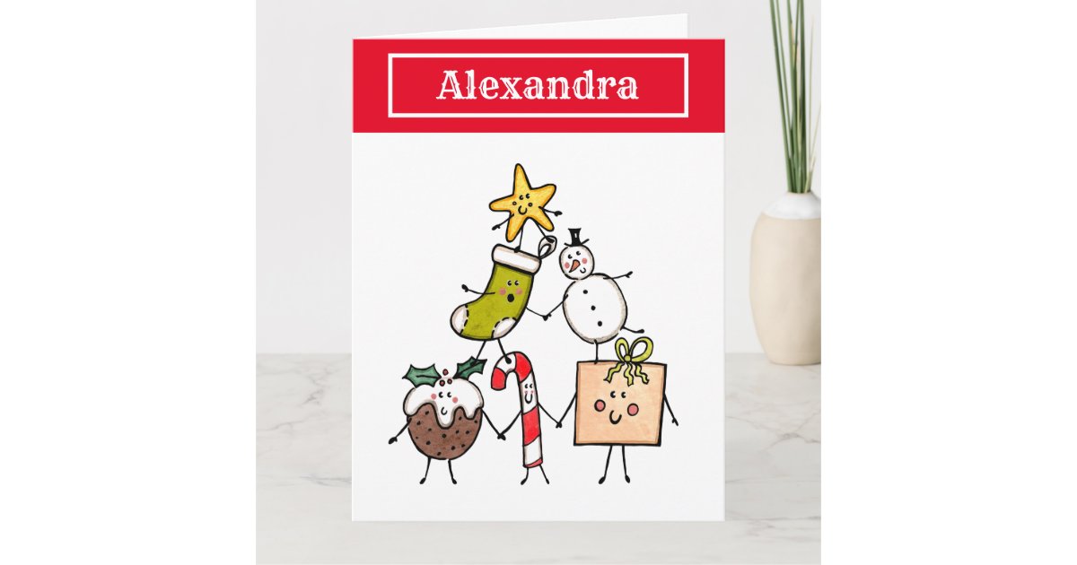 Personalized Cute Christmas Characters Card | Zazzle