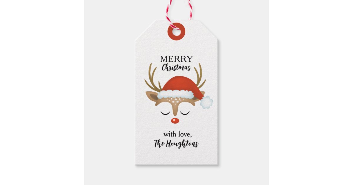 Personalized Cute Christmas Reindeer Gift Tags | Zazzle