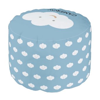Personalized Cute Cloud Blue baby nursery Pouf | Zazzle