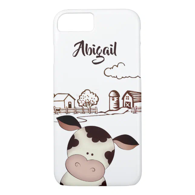 Personalized Cute Cow and Farm Background Case-Mate iPhone Case | Zazzle