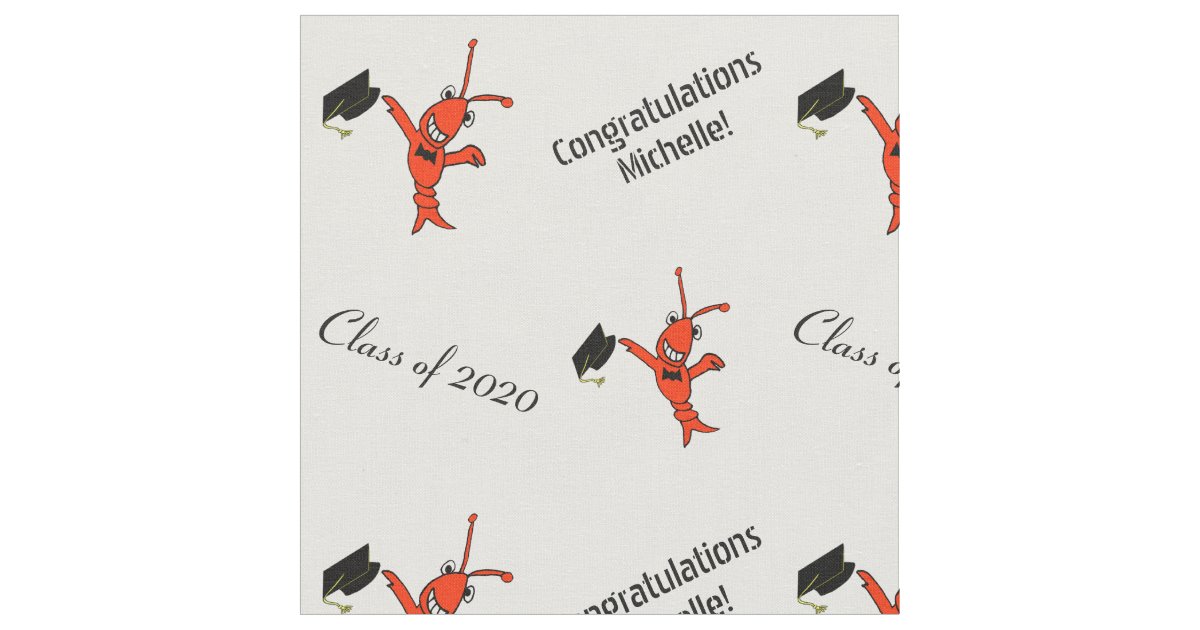 Personalized Cute Crawfish Graduation Fabric | Zazzle