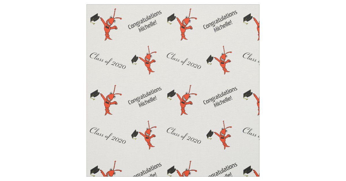 Personalized Cute Crawfish Graduation Fabric | Zazzle