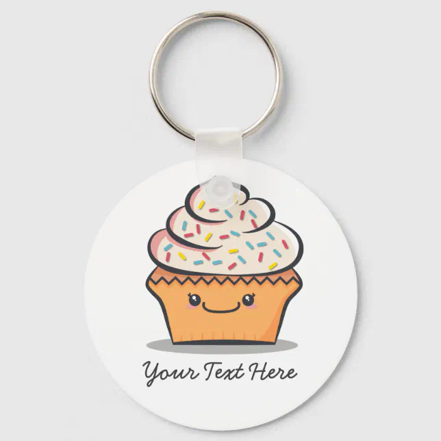 Personalized Cute Cupcake Keychain | Zazzle
