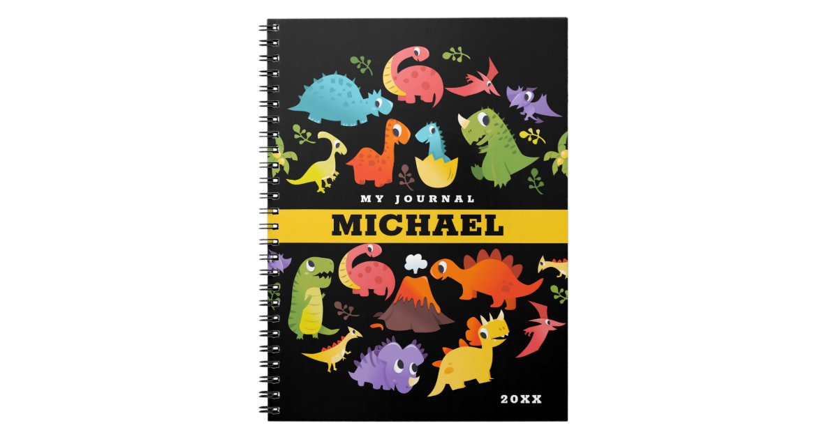 Personalized Cute Dinosaur Notebook | Zazzle