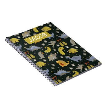 Personalized Cute Dinosaur Pattern Notebook | Zazzle