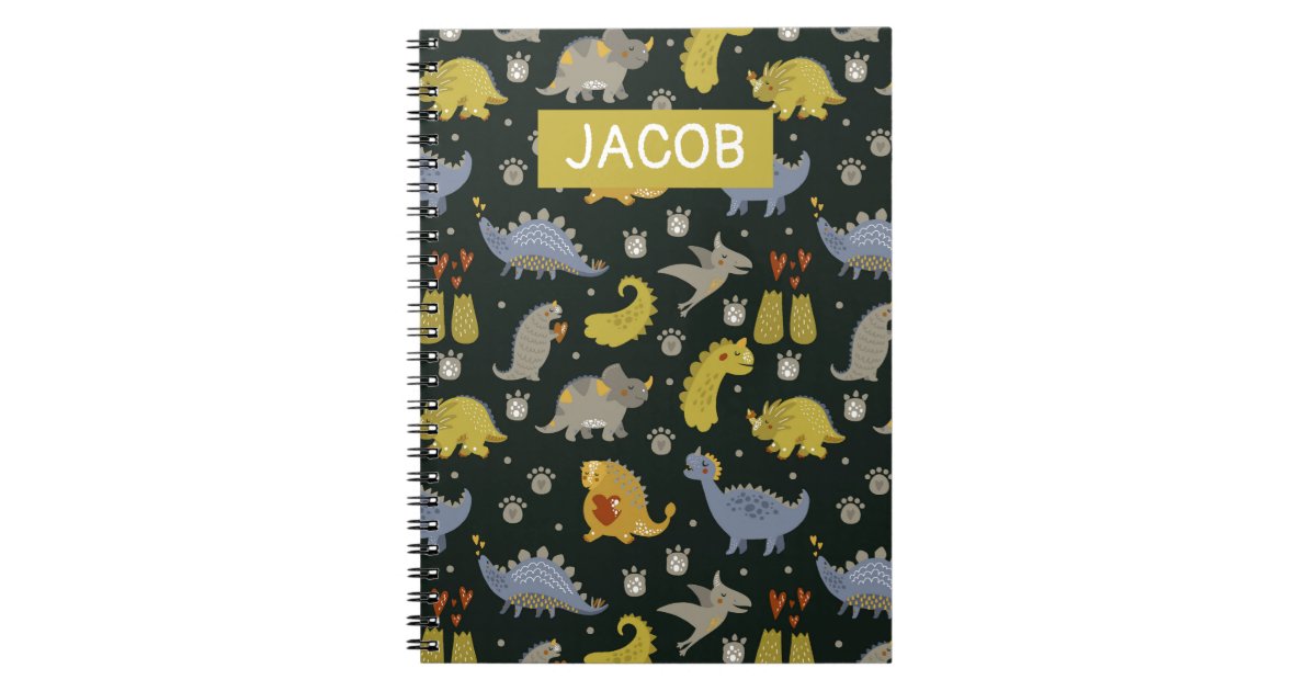 Personalized Cute Dinosaur Pattern Notebook | Zazzle