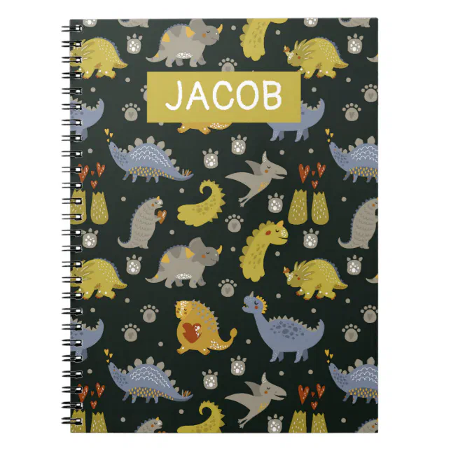 Personalized Cute Dinosaur Pattern Notebook | Zazzle