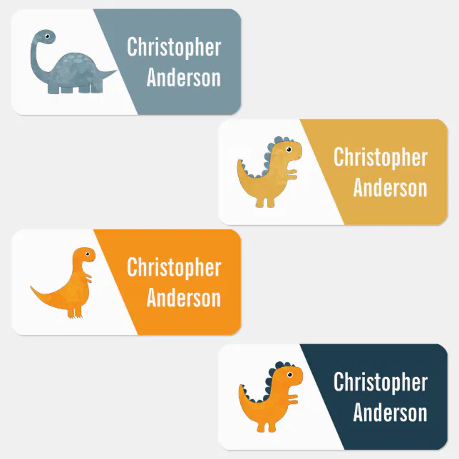 Personalized Cute Dinosaurs Kids' Labels | Zazzle