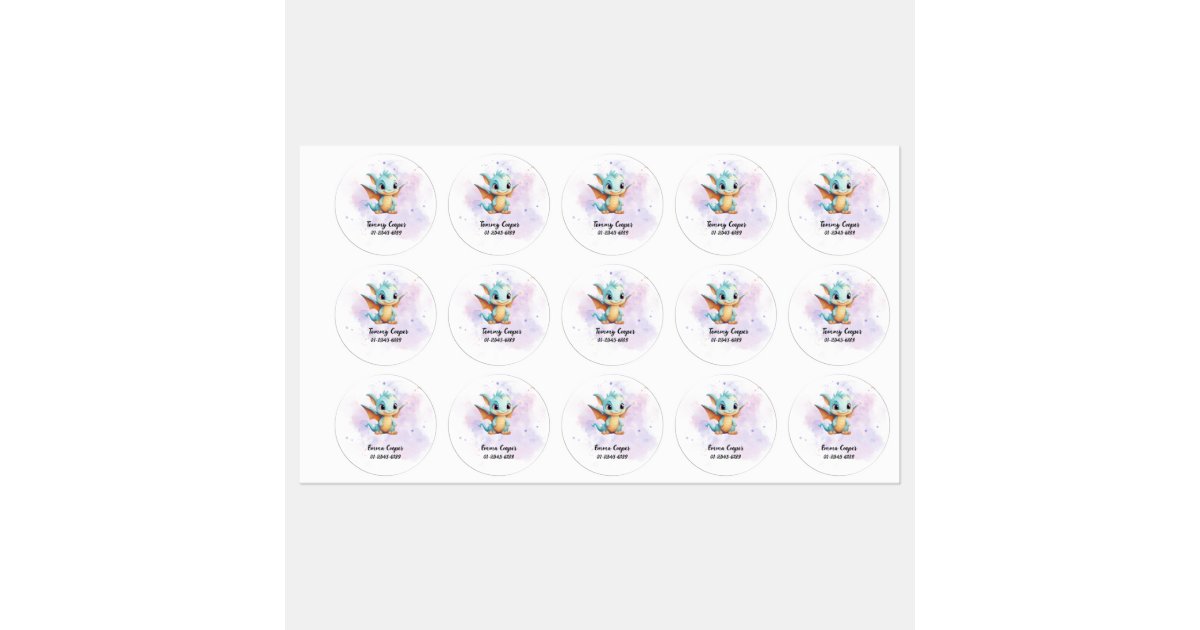 Personalized Cute dinosaurs,Name,Phone number Labels | Zazzle