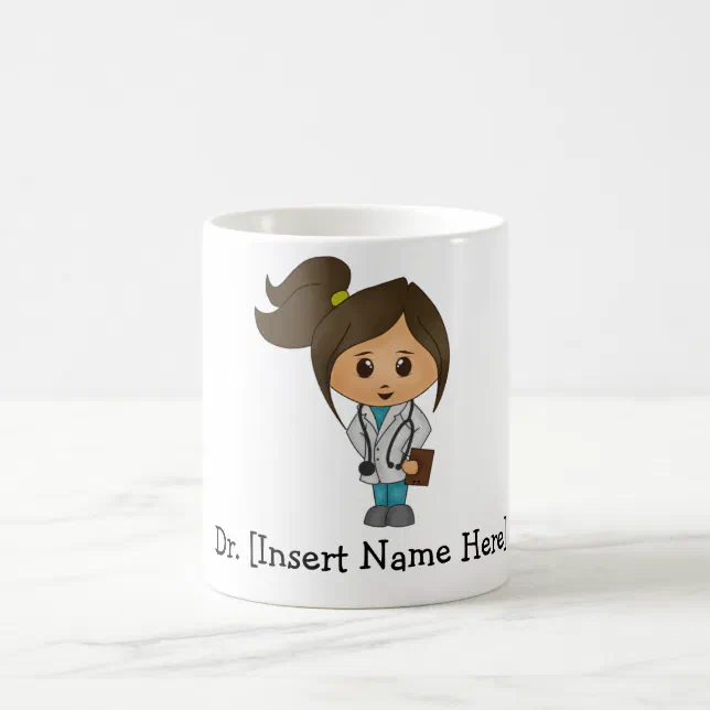 Personalized Cute Doctor, Brunette Female Coffee Mug | Zazzle
