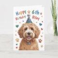 Personalized Cute Dog 6th Birthday Card for Kids | Zazzle